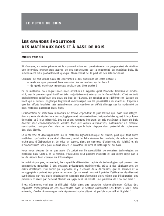 (PDF) Les Grandes évolutions des matériaux bois et à base de bois