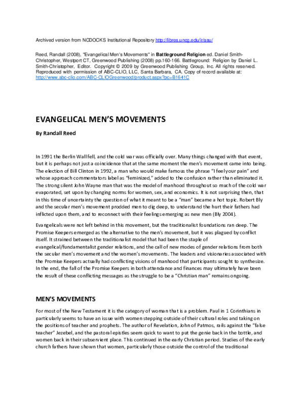 (PDF) Evangelical Men's Movements