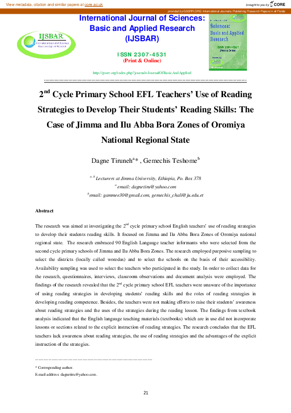 (PDF) 2nd Cycle Primary School EFL Teachers