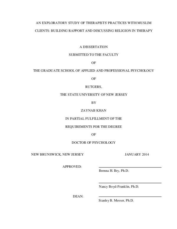 (PDF) An exploratory study of therapists' practices with muslim clients ...