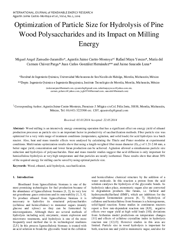 (PDF) Optimization of Parcticle Size for Hydrolysis of Pine Wood ...
