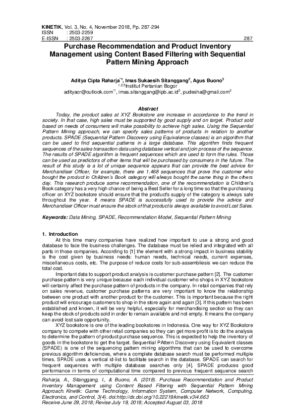 (PDF) Purchase Recommendation and Product Inventory Management using ...