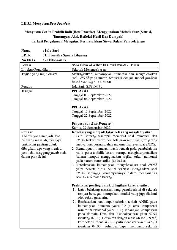 (PDF) LK 3.1 Menyusun Best Practices - ISDA SARI