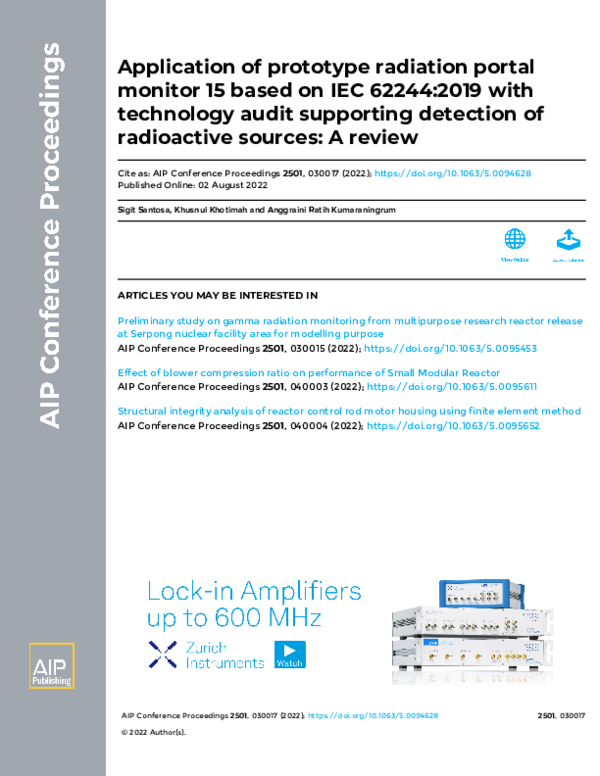 (PDF) Application of prototype radiation portal monitor 15 based on IEC 62244:2019 with ...