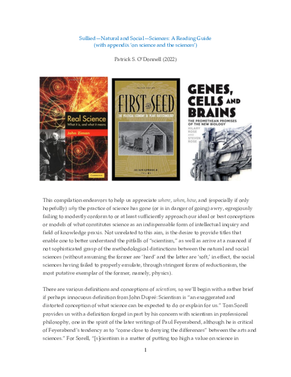 (PDF) Sullied (Natural and Social) Sciences: A Basic Reading Guide