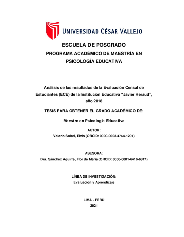 (PDF) Análisis de los resultados de la Evaluación Censal de Estudiantes ...