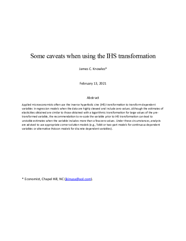 (DOC) Some caveats when using the IHS transformation