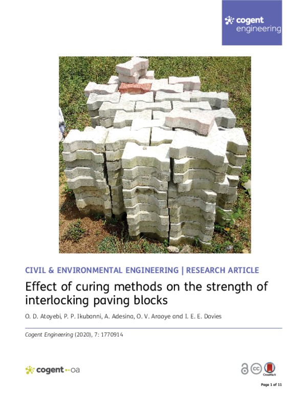 (PDF) Effect of curing methods on the strength of interlocking paving blocks