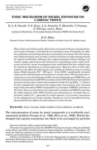(PDF) Toxic Mechanism of Nickel Exposure on Cardiac Tissue