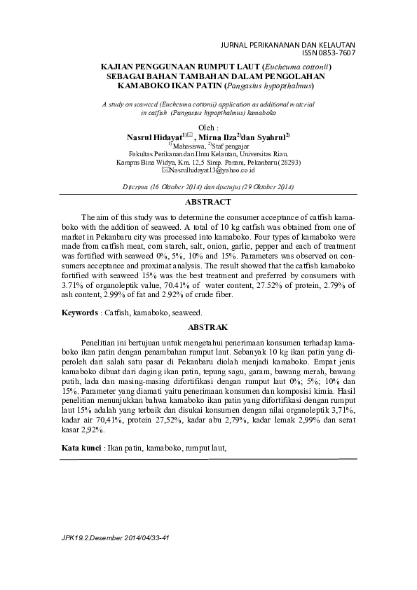 (PDF) Kajian Penggunaan Rumput Laut Eucheuma Cottonii Sebagai Bahan ...