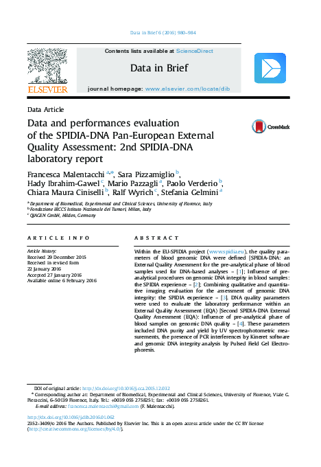 (PDF) Data and performances evaluation of the SPIDIA-DNA Pan-European ...