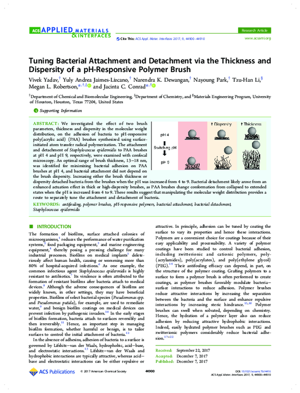 (PDF) Tuning Bacterial Attachment and Detachment via the Thickness and ...