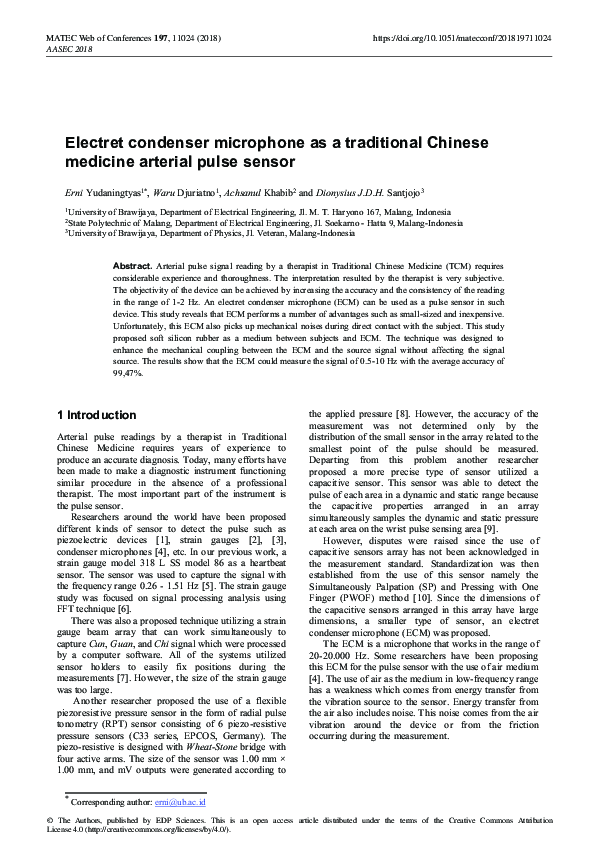 (PDF) Electret condenser microphone as a traditional Chinese medicine ...