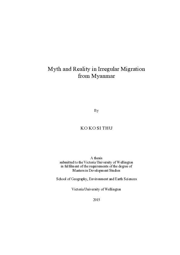 (PDF) Myth and Reality in Irregular Migration from Myanmar