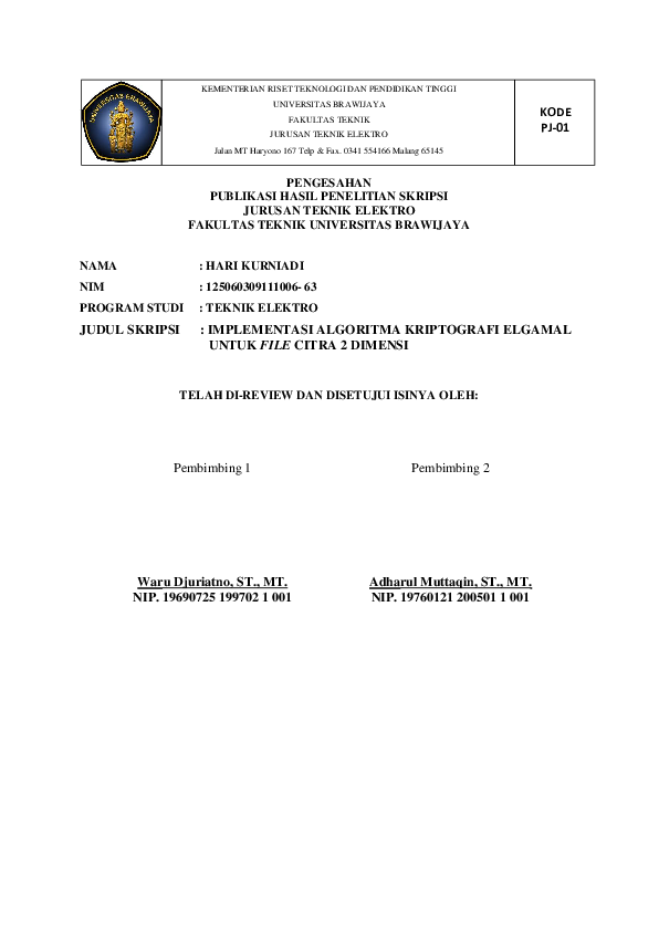 Pdf Implementasi Algoritma Kriptografi Elgamal Untuk File Citra 2
