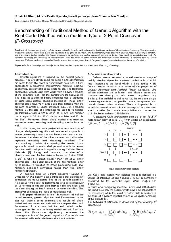 (PDF) Benchmarking of Traditional Method of Genetic Algorithm With the Real Coded Method With a ...