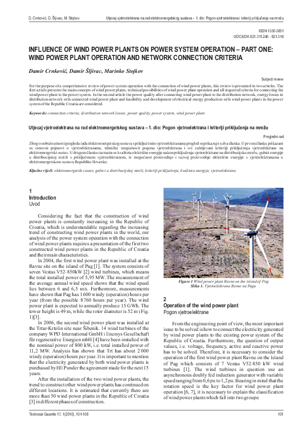 (PDF) Influence of wind power plants on power system operation – Part ...