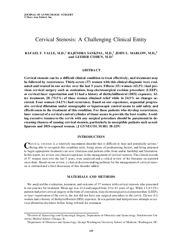 (PDF) Cervical Stenosis: A Challenging Clinical Entity