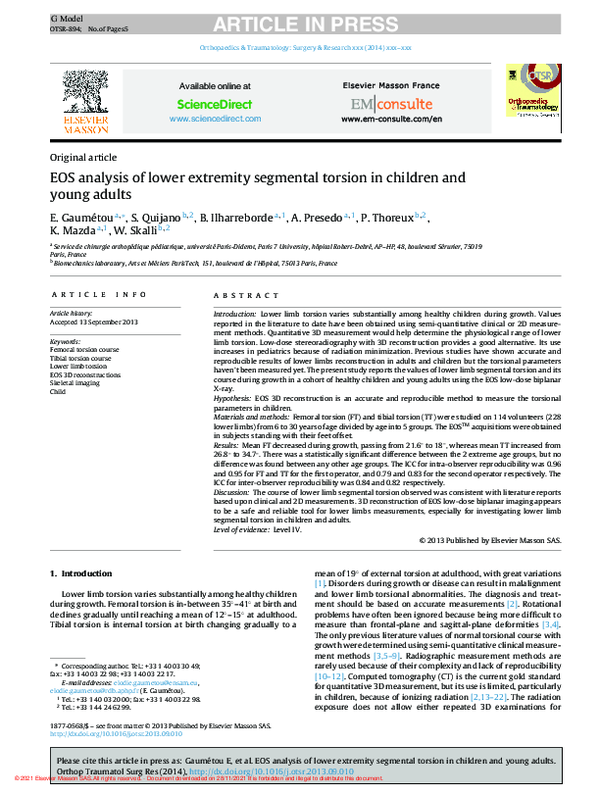 (PDF) EOS analysis of lower extremity segmental torsion in children and ...