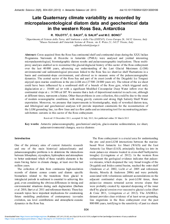 (PDF) Late Quaternary climate variability as recorded by ...