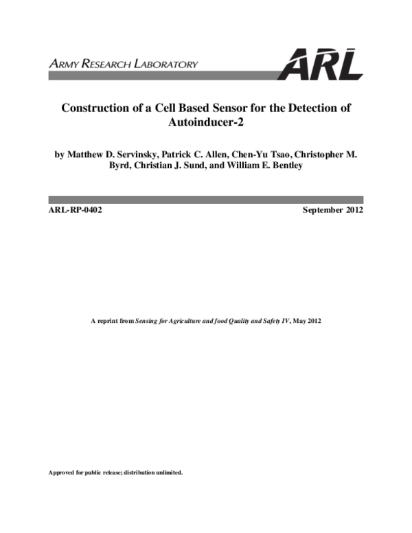 (PDF) Construction of a cell-based sensor for the detection of ...