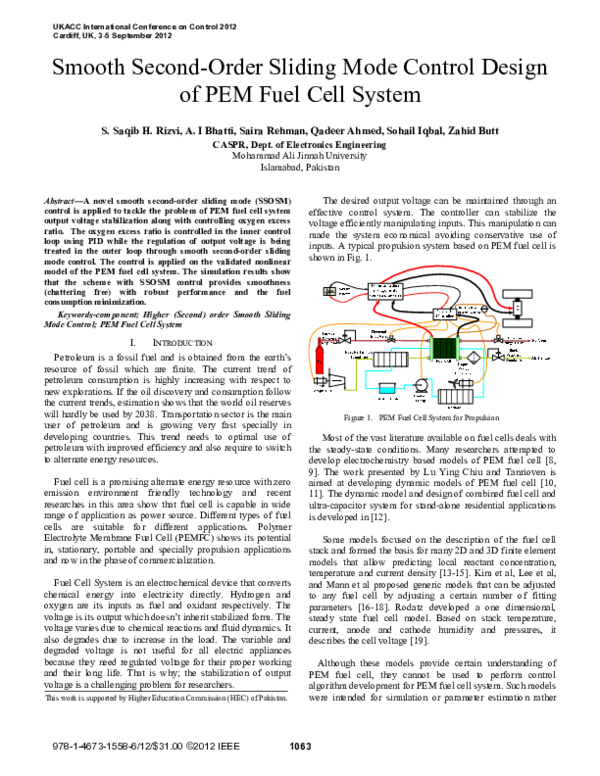 Smooth Second Order Sliding Mode Control Design Of Pem Fuel Cell System