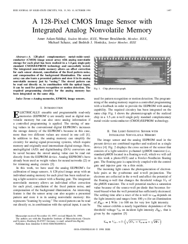 (PDF) A 128-pixel CMOS image sensor with integrated analog nonvolatile ...