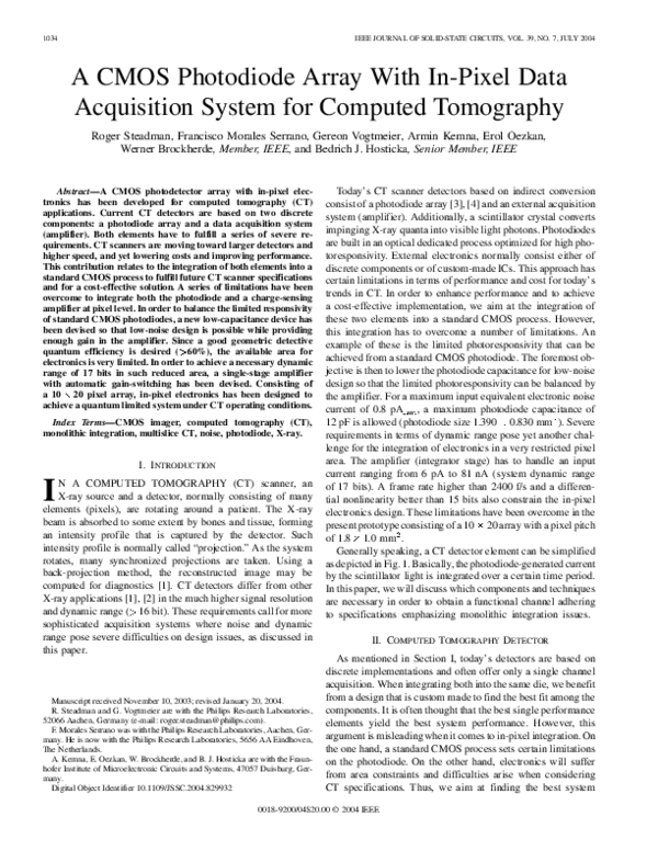 Pdf A Cmos Photodiode Array With In Pixel Data Acquisition System For