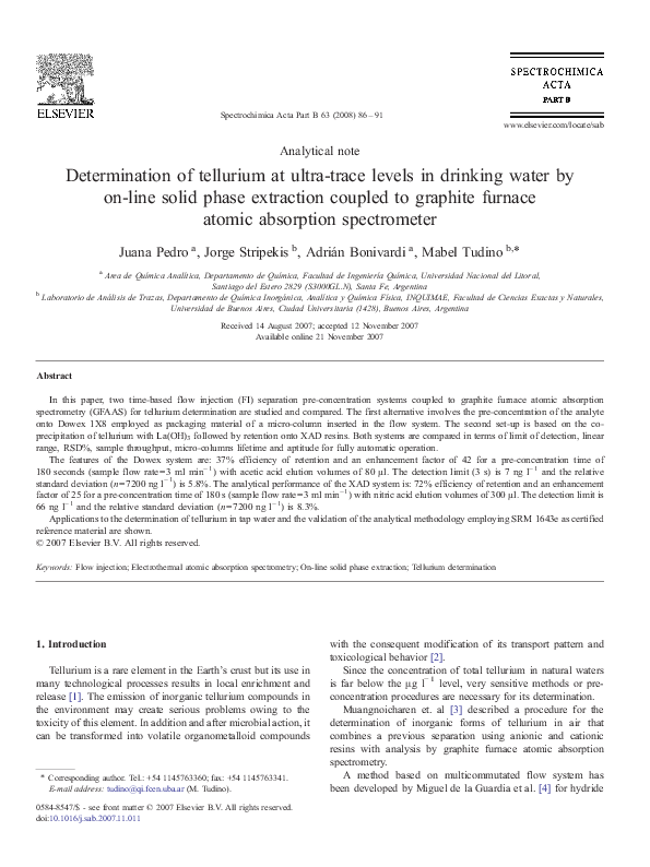 (PDF) Determination of tellurium at ultra-trace levels in drinking ...