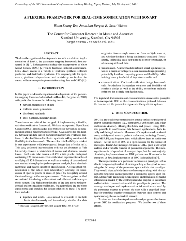 (PDF) A Flexible Framework For Real-time Sonification with SonART