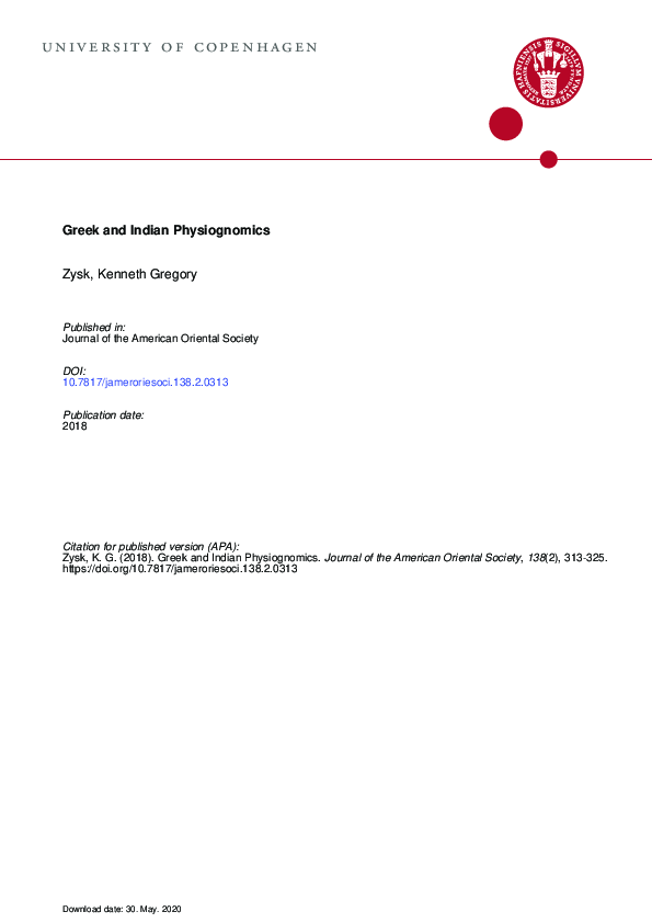 (PDF) Greek and Indian Physiognomics