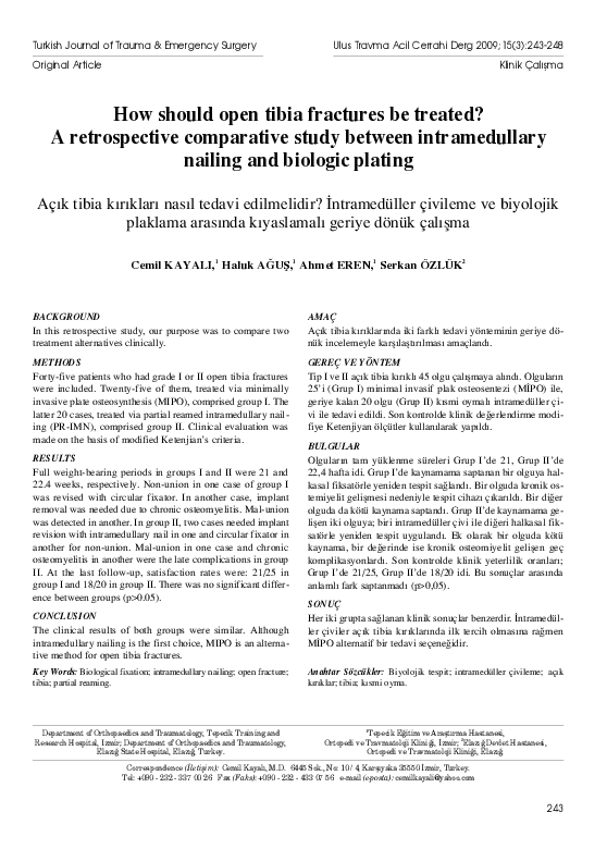 (PDF) How should open tibia fractures be treated? A retrospective ...