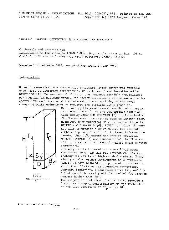 (PDF) Turbulent natural convection in a rectangular enclosure