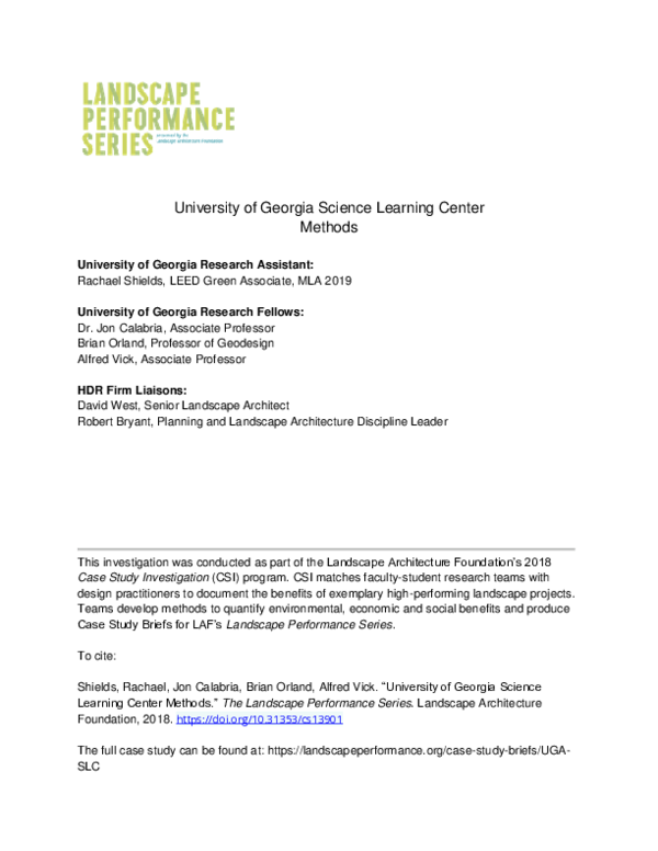 (PDF) University of Georgia Science Learning Center