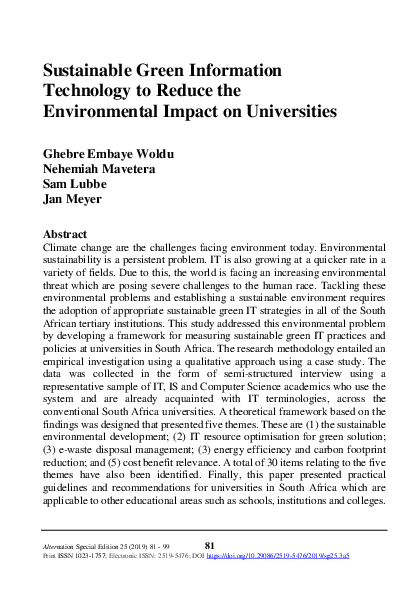 (PDF) Sustainable Green Information Technology to Reduce the ...