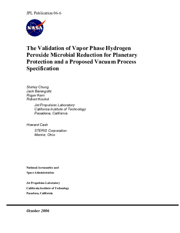 (PDF) The Validation of Vapor Phase Hydrogen Peroxide Microbial ...