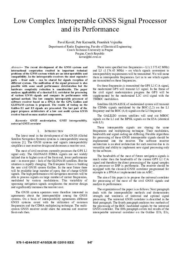 (PDF) Low complex interoperable GNSS signal processor and its performance