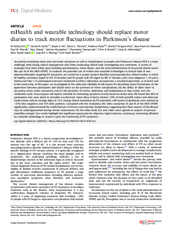 (PDF) mHealth and wearable technology should replace motor diaries to ...