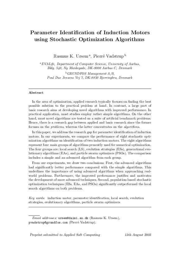 (PDF) Parameter identification of induction motors using stochastic optimization algorithms