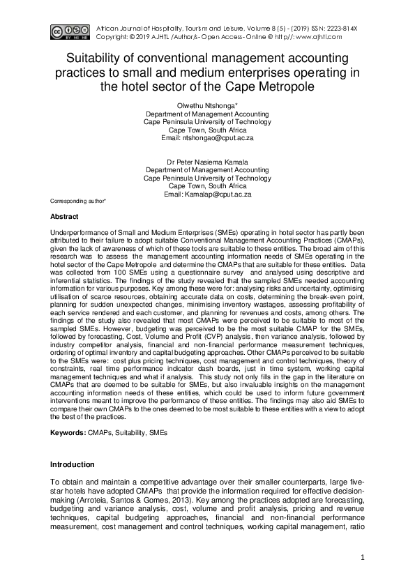 (PDF) Suitability of conventional management accounting practices to small and medium ...