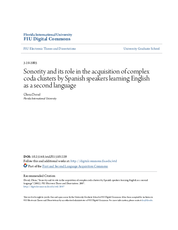 (PDF) Sonority and its role in the acquisition of complex coda clusters ...