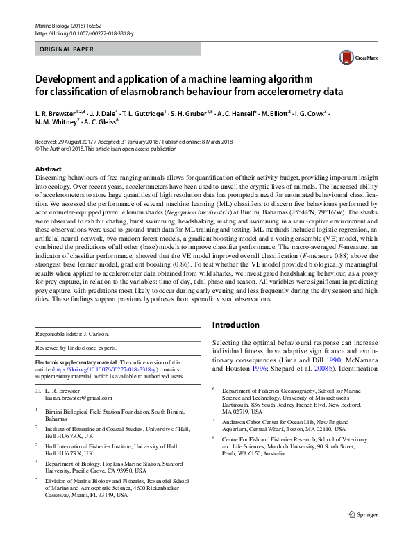 (PDF) Development and application of a machine learning algorithm for classification of ...