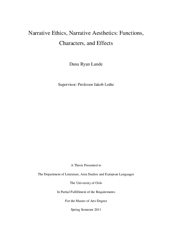 (PDF) Narrative ethics, narrative aesthetics : functions, characters ...