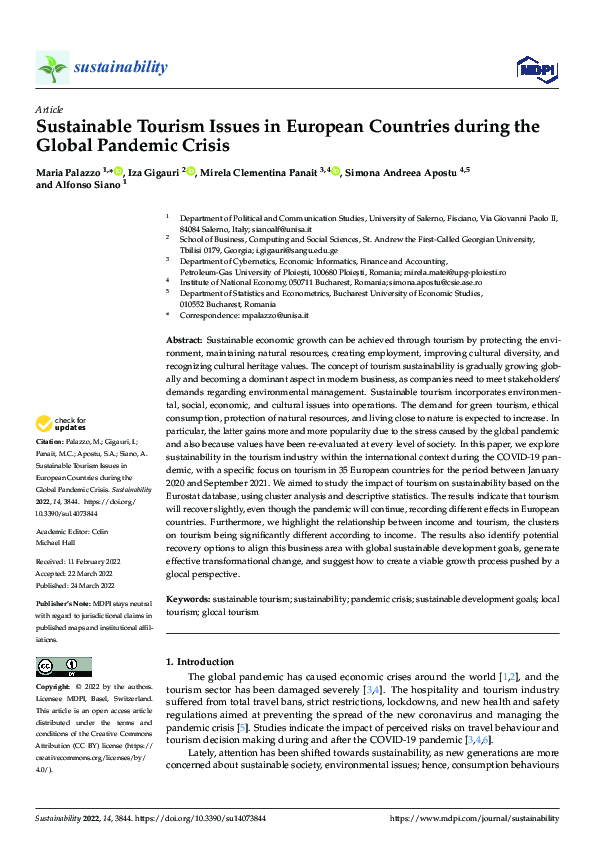(PDF) Sustainable Tourism Issues in European Countries during the ...