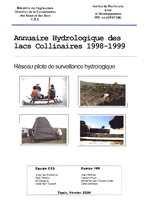 (PDF) Annuaire hydrologique des lacs collinaires 1999-2000: réseau ...