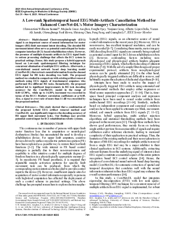 Pdf A Low Rank Spatiotemporal Based Eeg Multi Artifacts Cancellation