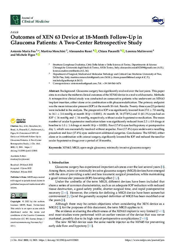 (PDF) Outcomes of XEN 63 Device at 18-Month Follow-Up in Glaucoma ...
