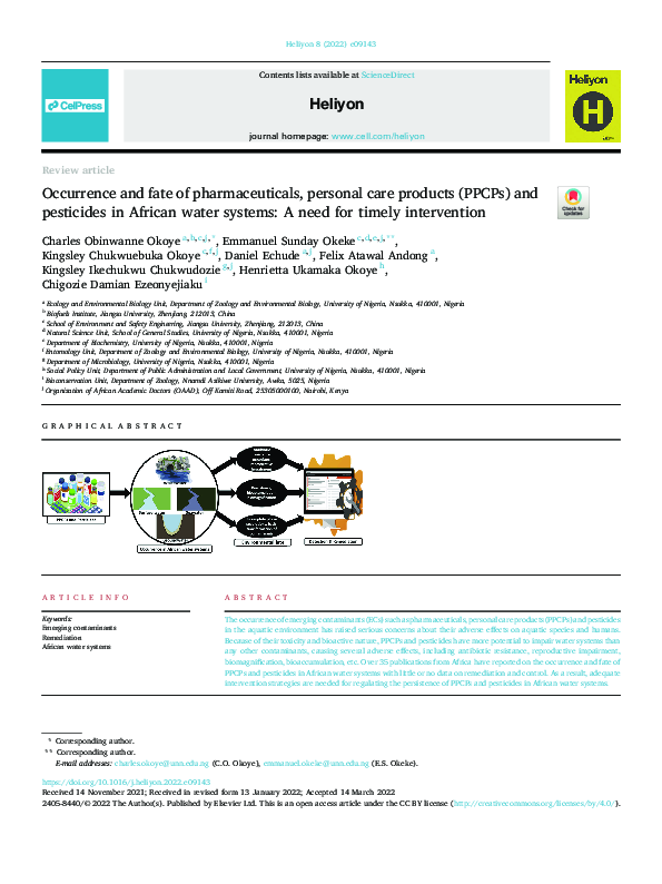 (PDF) Occurrence and fate of pharmaceuticals, personal care products ...