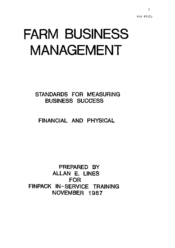 (PDF) Farm Business Management: Standards for Measuring Business ...