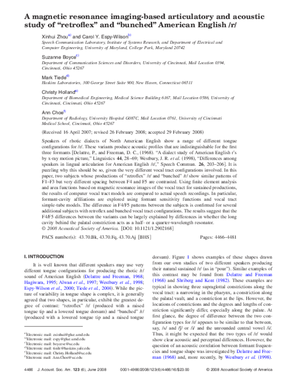 (PDF) A magnetic resonance imaging-based articulatory and acoustic ...